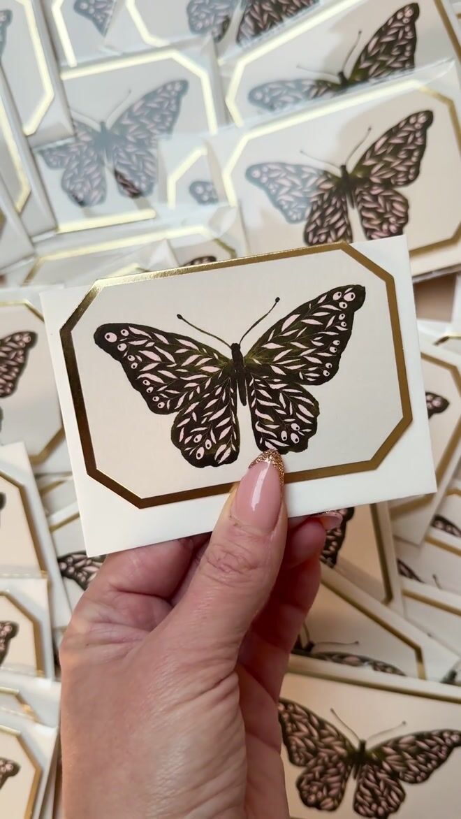 GREEN BUTTERFLY BOTANICAL DIE CUT MINI CARD - Holly & Co